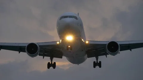 Passenger airplane approach landing acro... | Stock Video | Pond5
