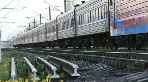 Passenger train on railway | Stock Video | Pond5
