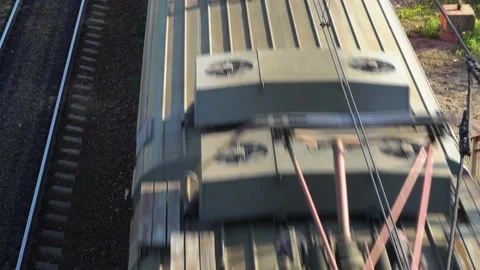 passenger train on the railway, top view | Stock Video | Pond5