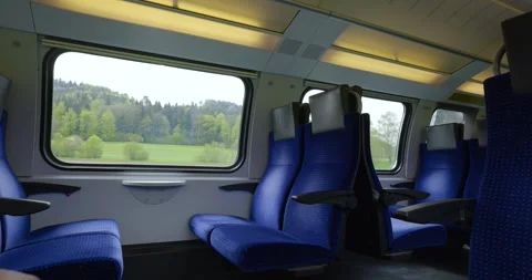 Passenger train ride with empty seats. | Stock Video | Pond5