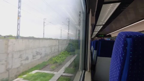 Passenger Train Window View in Motion on... | Stock Video | Pond5