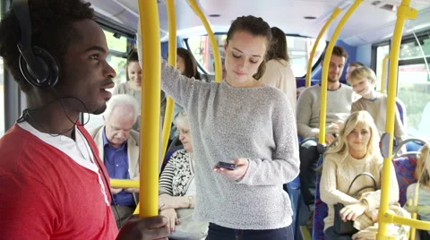 Passengers Standing On Busy Commuter Bus | Stock Video | Pond5