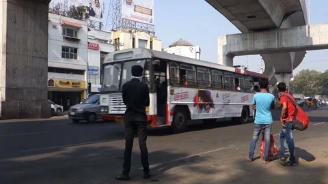 Indian Bus Stop Stock Footage ~ Royalty Free Stock Videos | Pond5