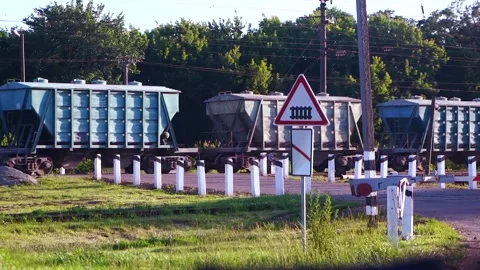 Passing freight train. Railroad intersec... | Stock Video | Pond5