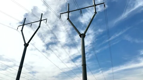 Passing under electric power tower lines... | Stock Video | Pond5