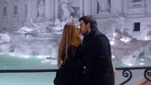 passionate kiss between a couple in wint... | Stock Video | Pond5