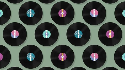 pastel Vinyl records spinning loop. anim... | Stock Video | Pond5