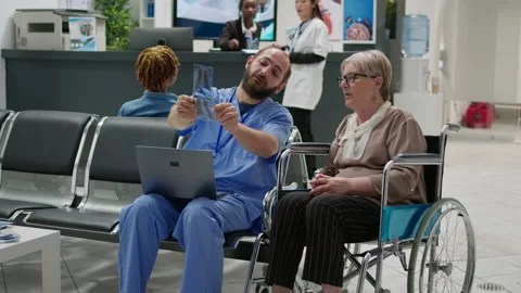 Patient with chronic disability looking ... | Stock Video | Pond5