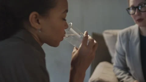 Patient Drinking Water During Therapy Se... | Stock Video | Pond5