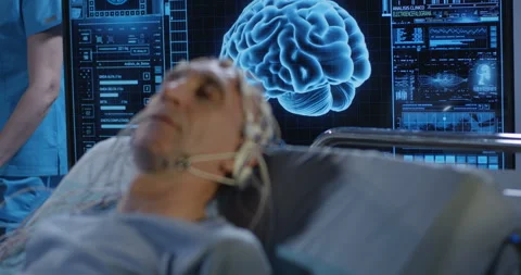 Patient lying in bed during EEG examinat... | Stock Video | Pond5