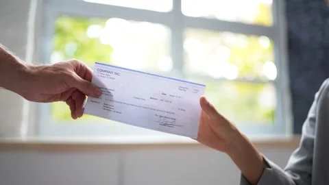 Payroll Cheque. Giving Paycheck Compensa... | Stock Video | Pond5
