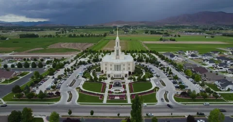 Payson LDS Mormon Temple Building, Aeria... | Stock Video | Pond5