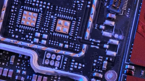 PC chip, cpu, circuits. Motherboard from... | Stock Video | Pond5