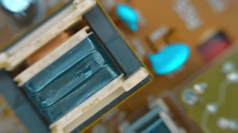 PCB with transformers, capacitors, trans... | Stock Video | Pond5