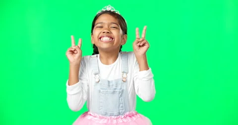 Peace, fun and hand gesture with a girl ... | Stock Video | Pond5