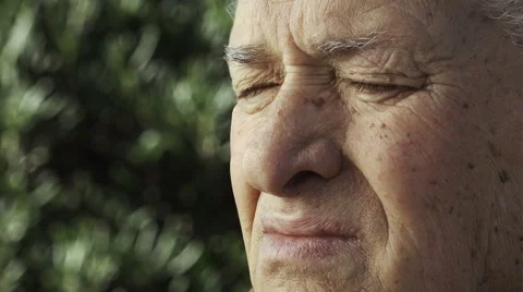 peaceful old man side portrait: Closeup ... | Stock Video | Pond5