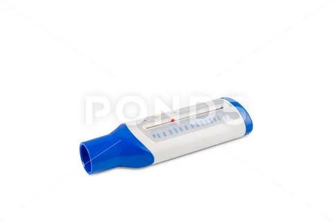 Peak flow meter medical equipment, isolated white background. ~ Hi Res ...