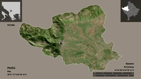 Pećki location. Kosovo. Satellite map | Stock Video | Pond5