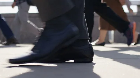 Pedestrian commuters feet in close up, w... | Stock Video | Pond5