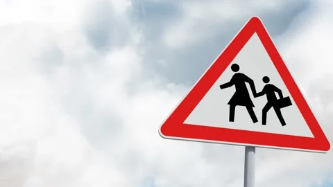 Pedestrian crossing sign board post agai... | Stock Video | Pond5