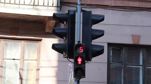 Pedestrian digital traffic light at an i... | Stock Video | Pond5