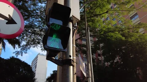 Pedestrian traffic light on the corners ... | Stock Video | Pond5