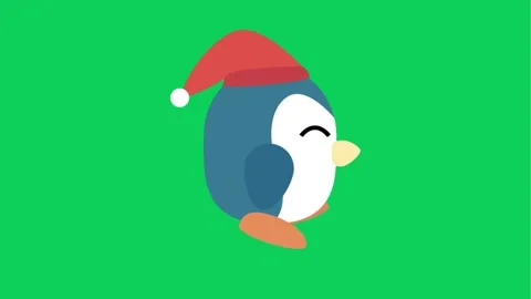 Penguin walking 2D animation on green sc... | Stock Video | Pond5