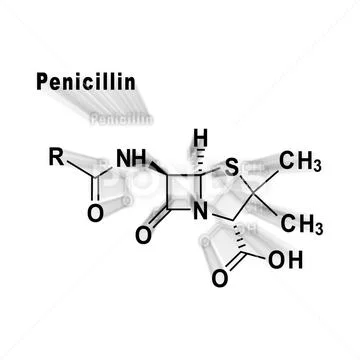 Penicillin, antibiotic drug, Structural chemical formula: Graphic ...