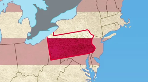 Pennsylvania pull out, smooth USA map, a... | Stock Video | Pond5
