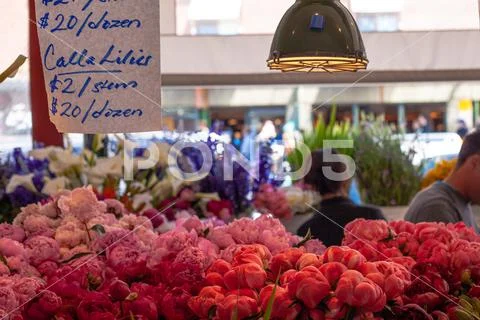 Peonies at Seattle's Famous Public Market Center Stock Photo #139996205