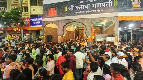 People and devotee at famous Kasba Ganpa... | Stock Video | Pond5