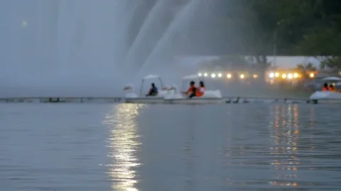 people ard riding duck boat at the park | Stock Video | Pond5