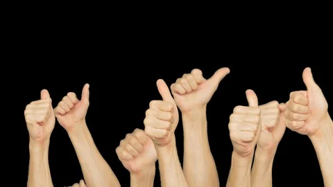 People crowd group showing thumb up on g... | Stock Video | Pond5