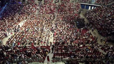People crowd taking seats concert hall | Stock Video | Pond5
