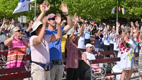People dancing to Christian songs during... | Stock Video | Pond5