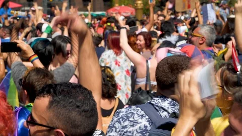 People dancing, clapping and waving thei... | Stock Video | Pond5