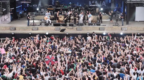people dancing in front of the stage of ... | Stock Video | Pond5