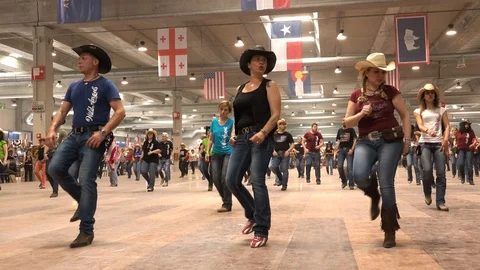 People dancing line dance, dancers at ol... | Stock Video | Pond5