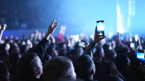 People enjoy watch fun concert. Fans cro... | Stock Video | Pond5
