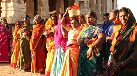 People enjoying festival in Humpi Temple | Stock Video | Pond5