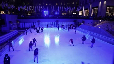 People Ice Skating on Rockefeller Ice Ri... | Stock Video | Pond5