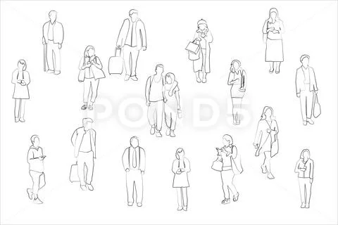 People illustration vector collection , outline drawing of people ...