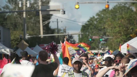 People Marching in Street With Pride Fla... | Stock Video | Pond5