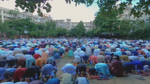 People performing salah during Eid-ul-Ad... | Stock Video | Pond5