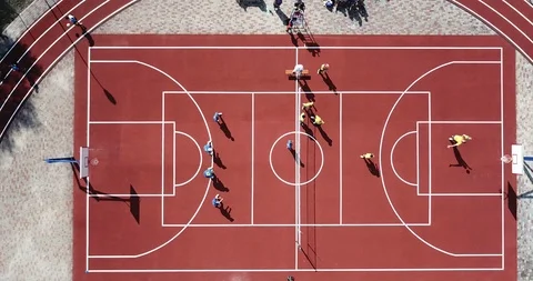 Volleyball Court Birds Eye View Illustration Aerial View Hardwood