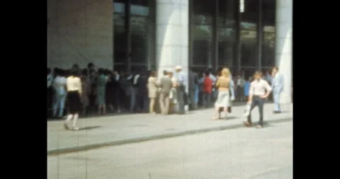 People queue crowd into modern building.... | Stock Video | Pond5