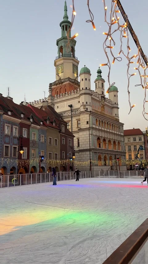 People skating on ice rink on winter Fai... | Stock Video | Pond5