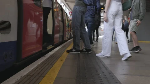 People stepping in a train at the metro ... | Stock Video | Pond5