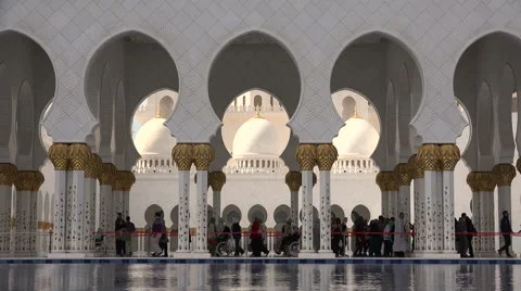 People visit the Sheikh Zayed mosque in ... | Stock Video | Pond5