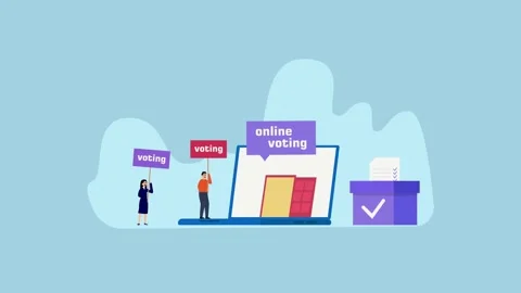 People voting online 2d animation cartoo... | Stock Video | Pond5
